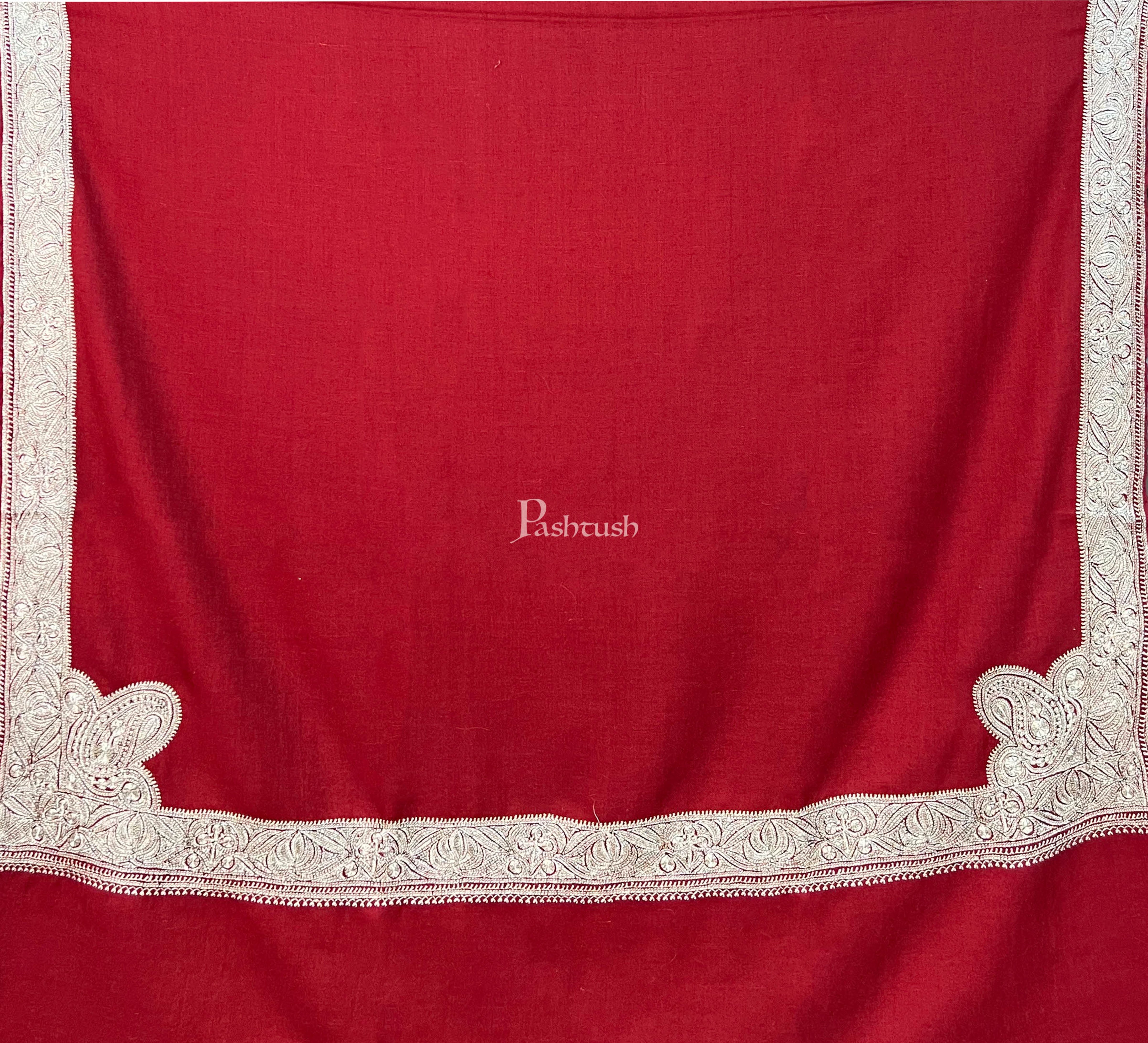Pashtush Womens Pashmina Shawl, Chaandi Taar Daur with Real Silver Emb ...