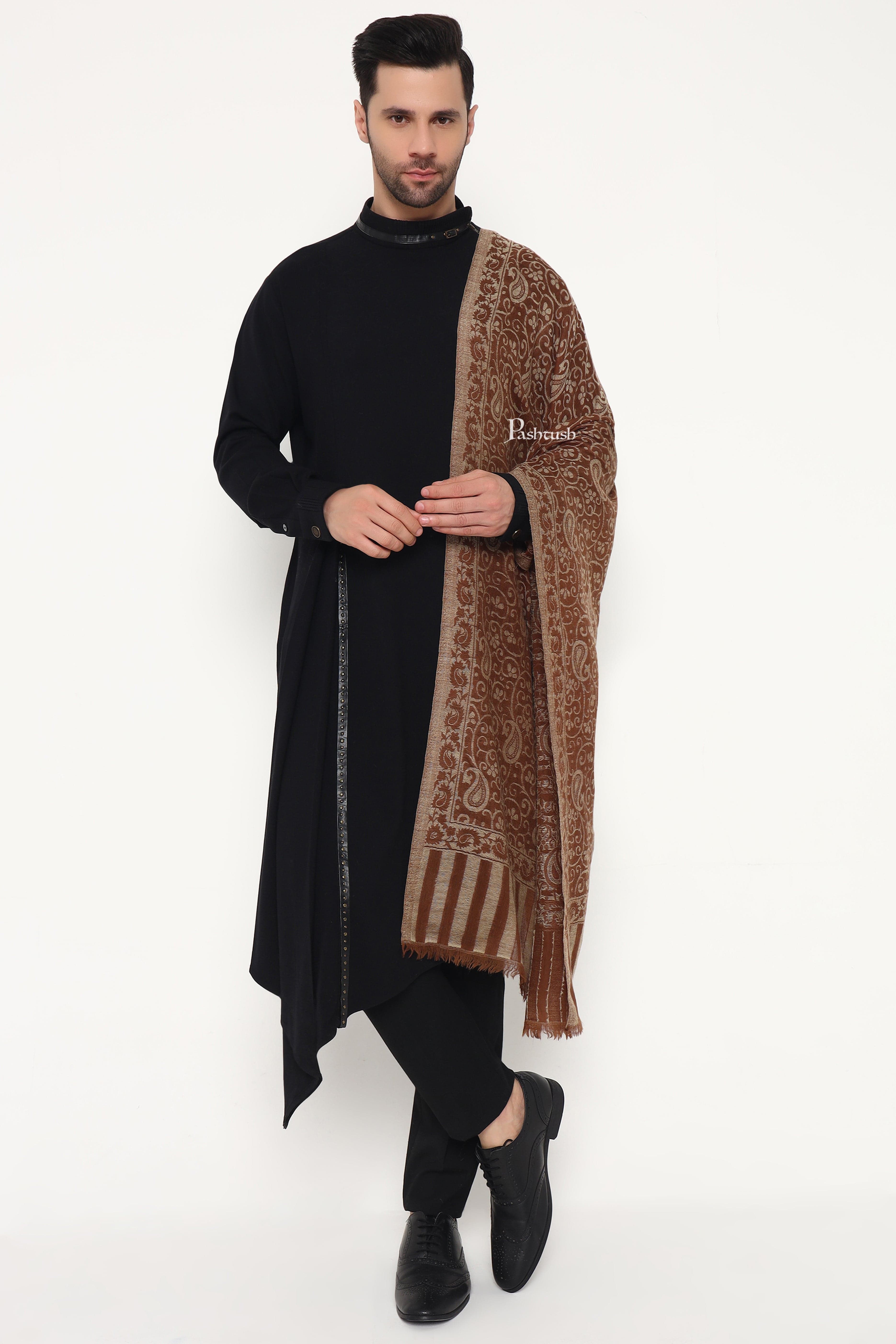 Pashtush Mens 100% Pure Wool With Woolmark Certificate Stole, Paisley ...