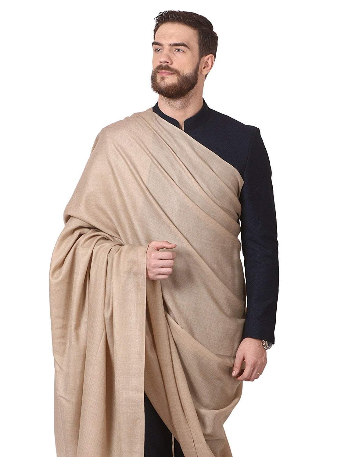 Pashtush Mens Fine Wool Shawl , Light Weight, Beige – Pashtush Global