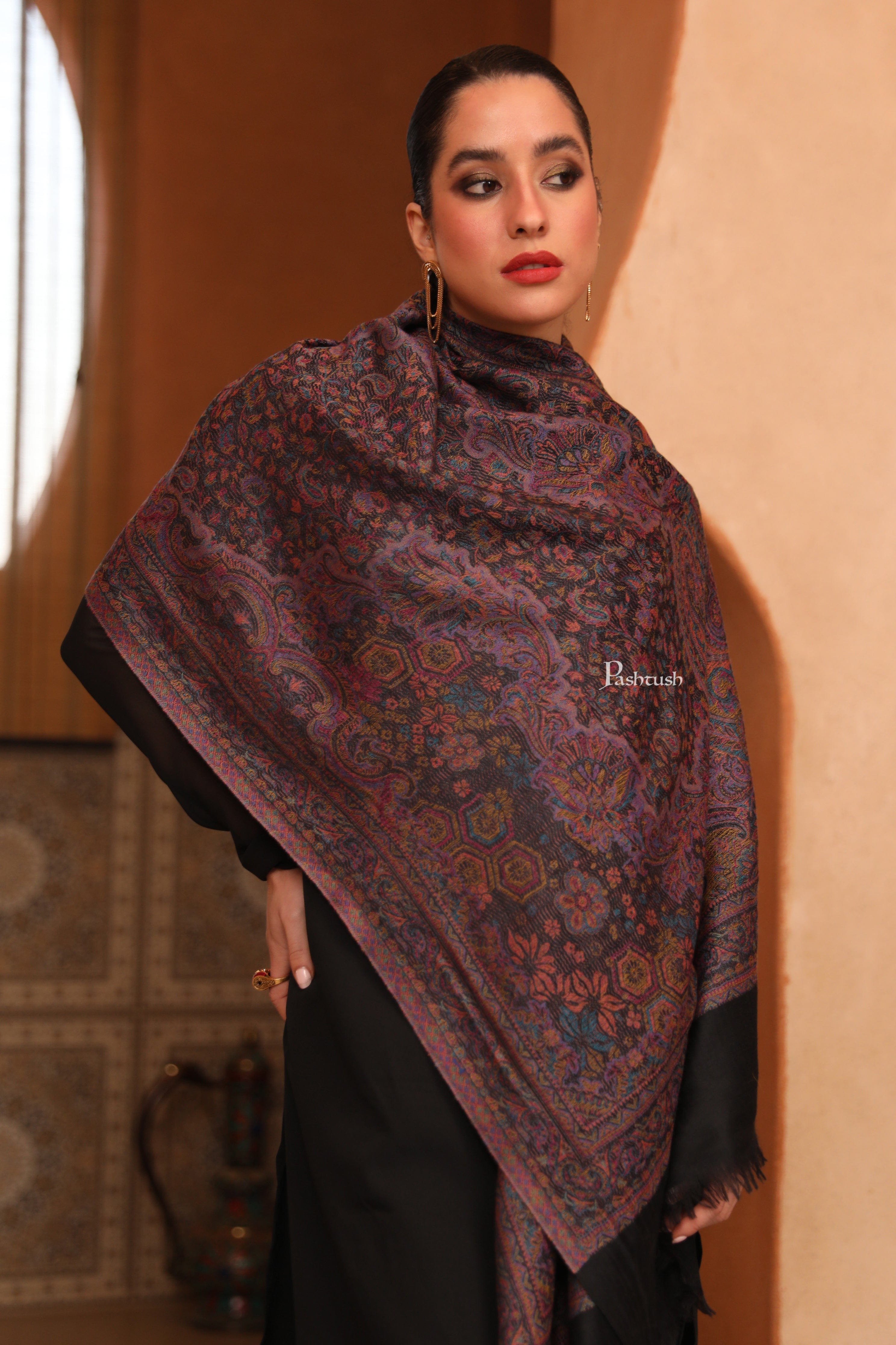 Pashtush Womens 100% Pure Wool With Woolmark Certificate Stole, Paisle ...