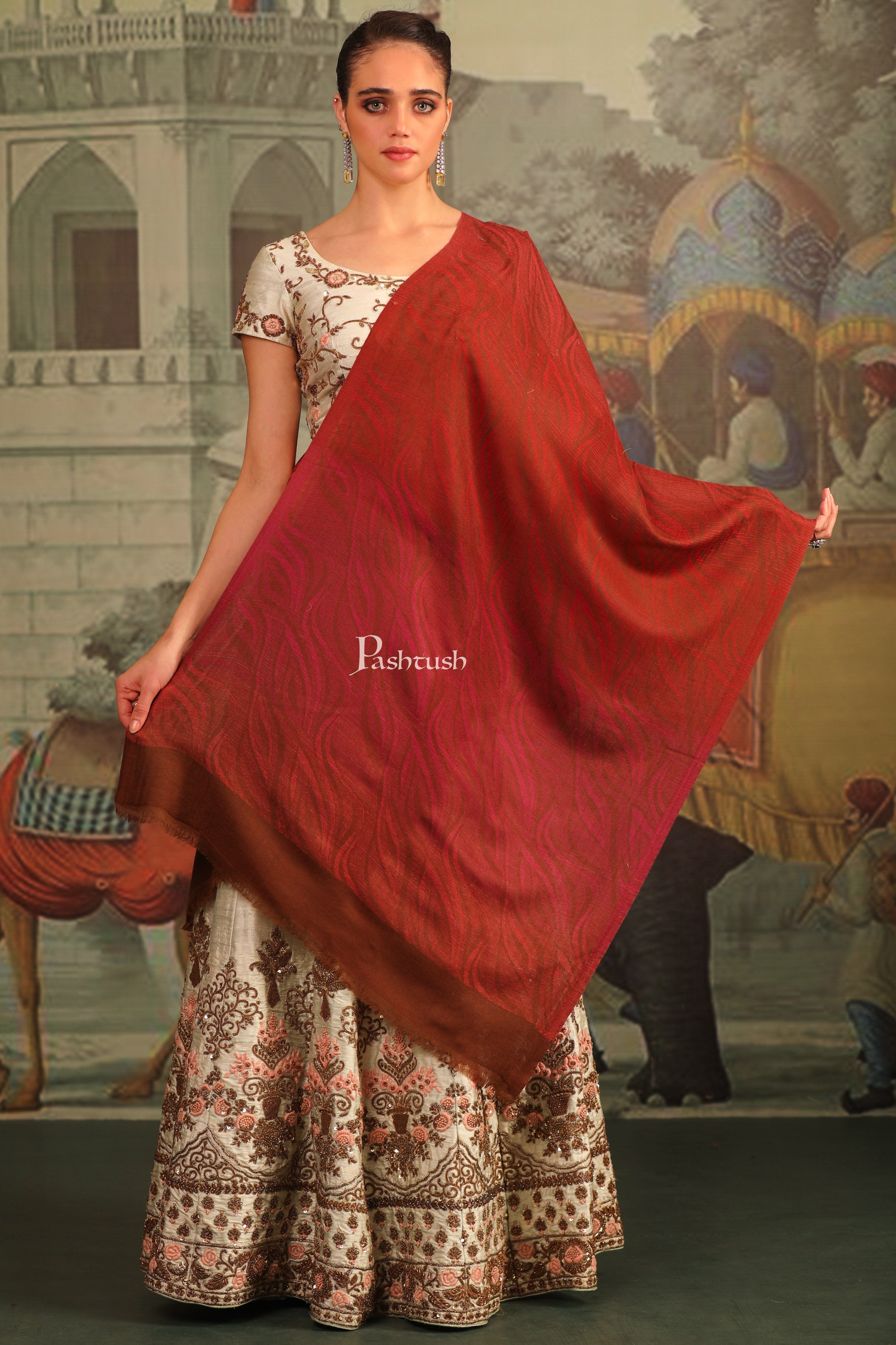 Pashtush Womens 100% Pure Wool With Woolmark Certificate Stole, Paisle ...