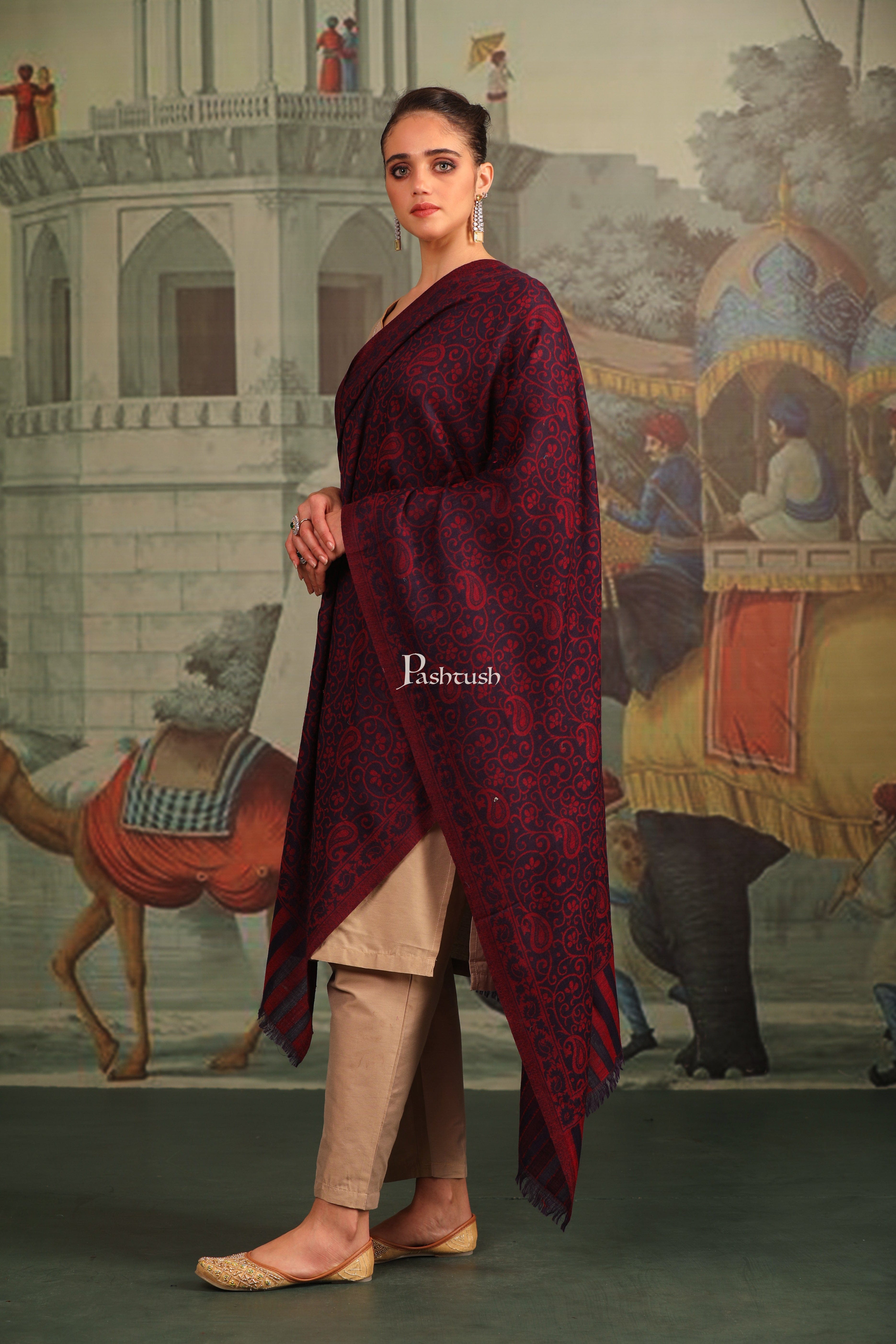 Pashtush Womens 100% Pure Wool With Woolmark Certificate Stole, Paisle ...