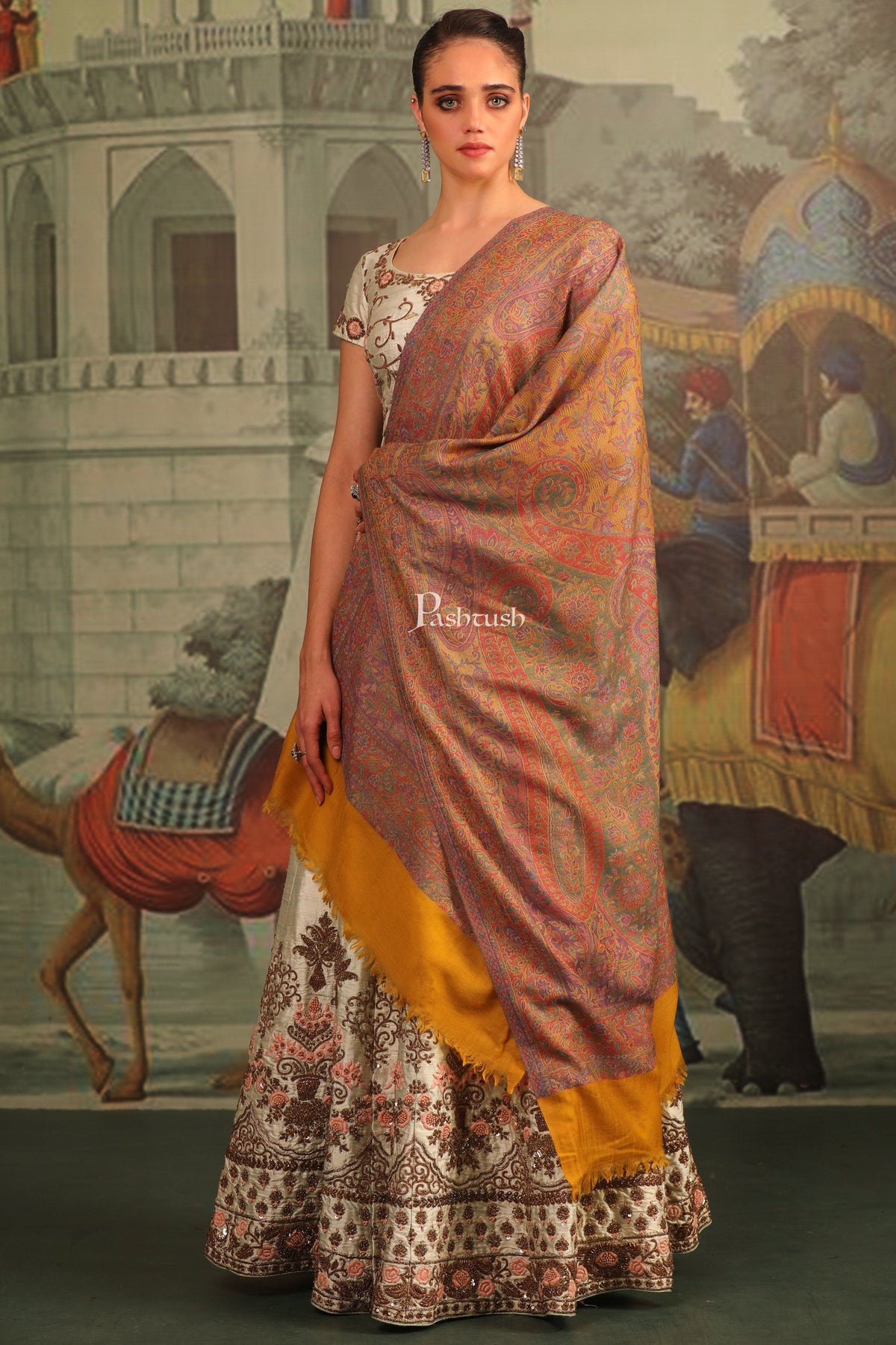 Pashtush Womens 100% Pure Wool With Woolmark Certificate Stole, Paisle ...