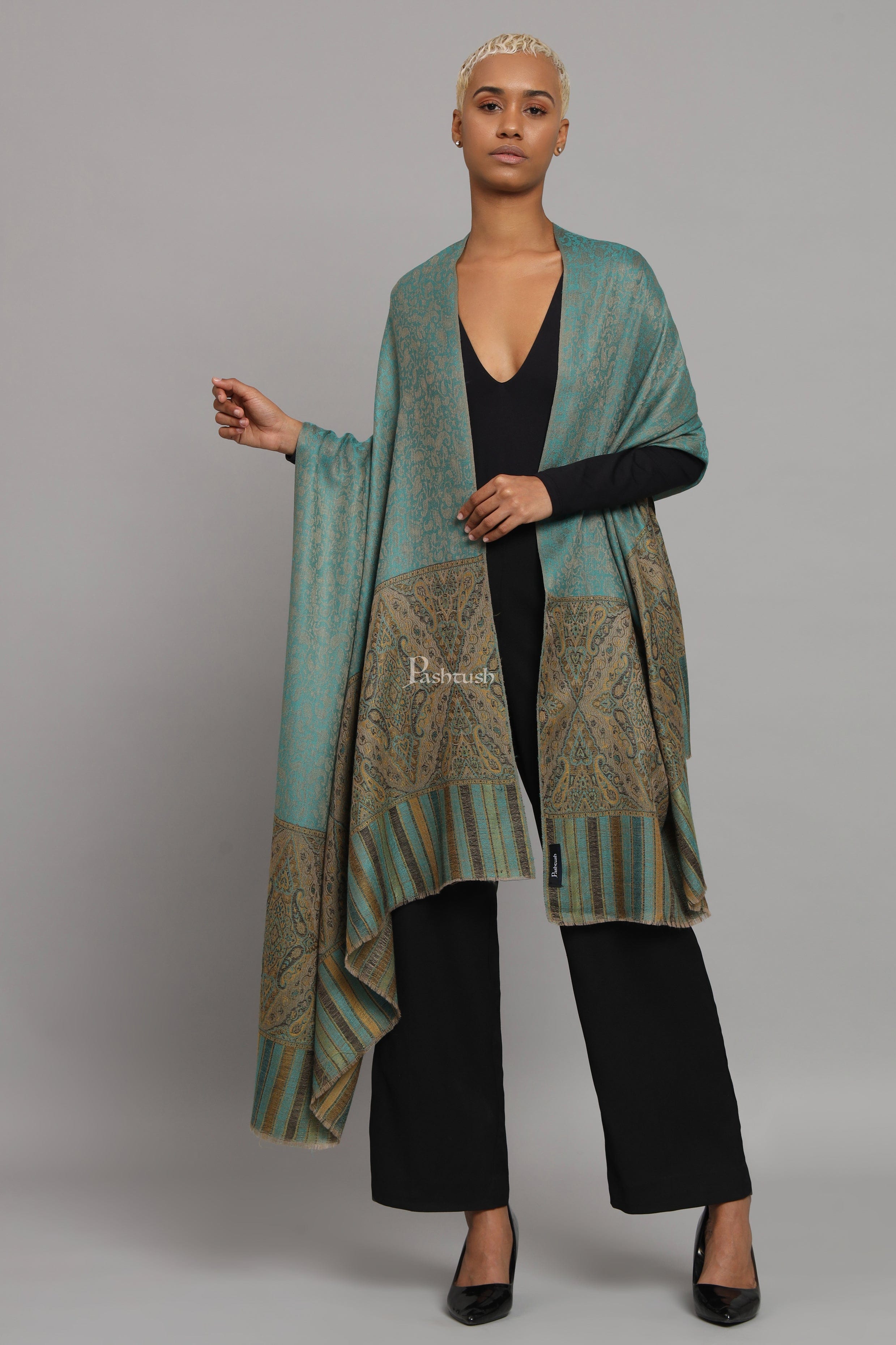 Pashtush Womens Extra Fine Wool Shawl, Ethnic Woven Palla Design, Arab ...