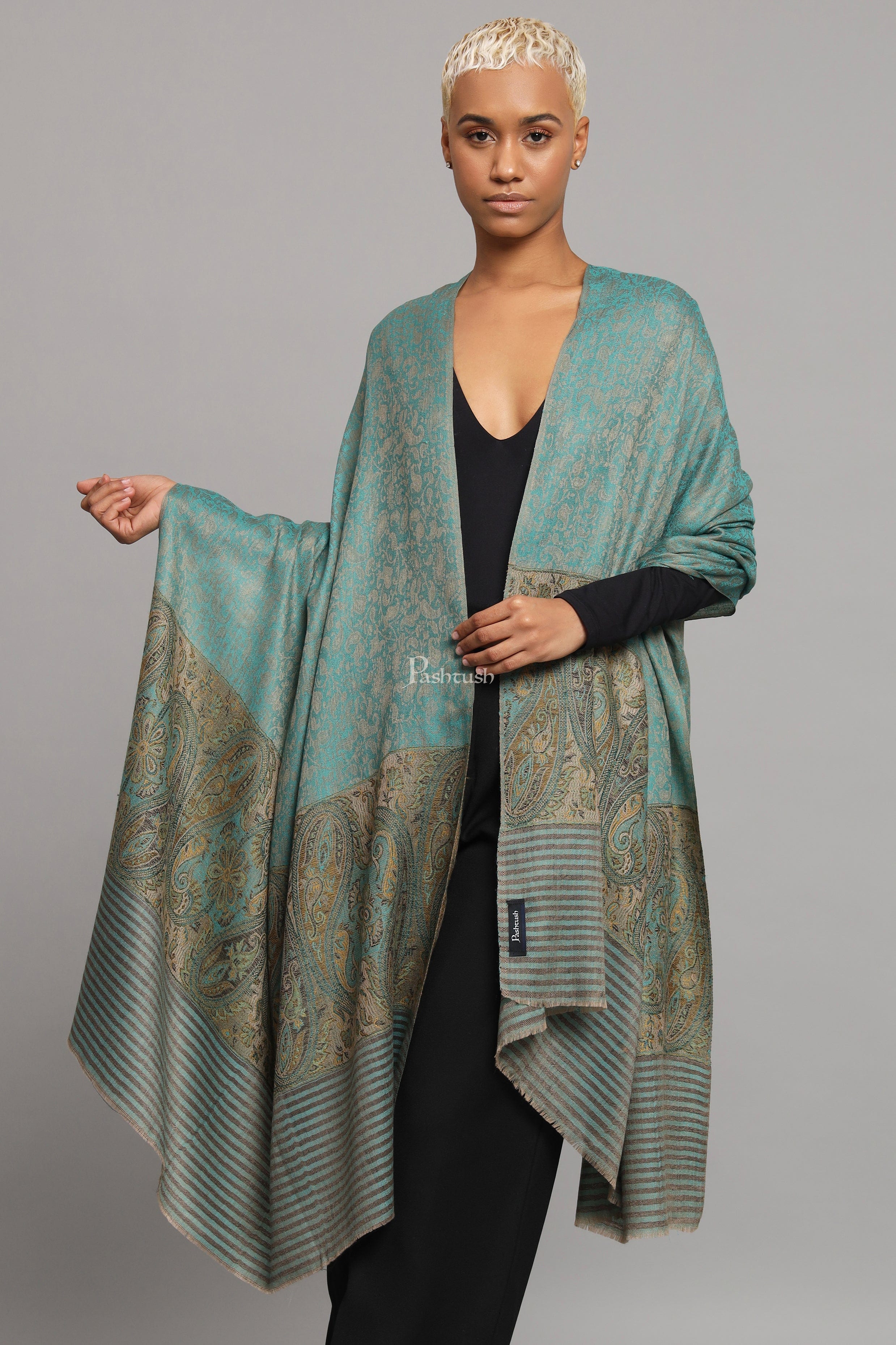 Pashtush Womens Extra Fine Wool Shawl, Ethnic Woven Palla Design, Arab ...