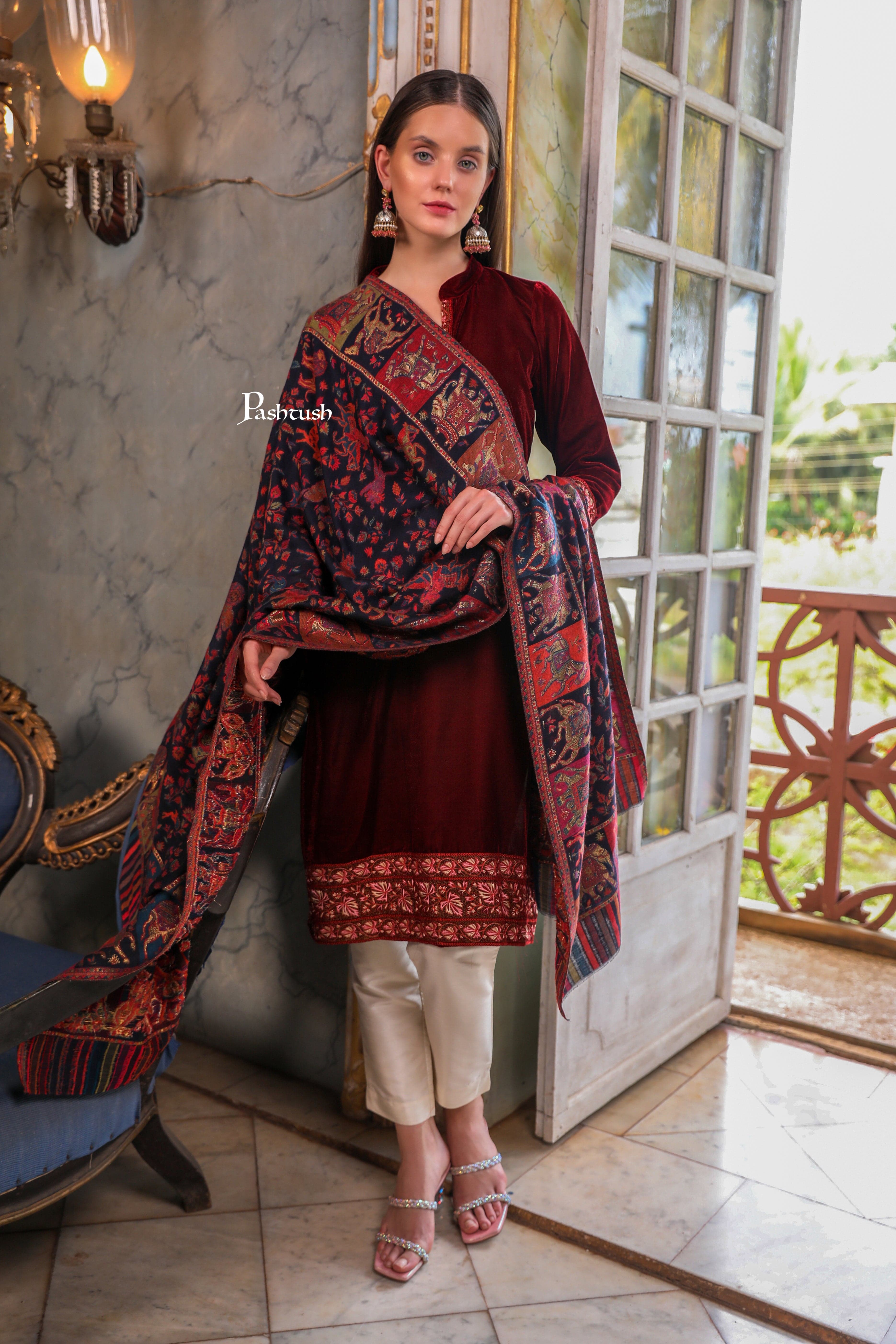 Pashtush Womens Shawl, Twilight Collection Shawl, Woven Design, Extra ...