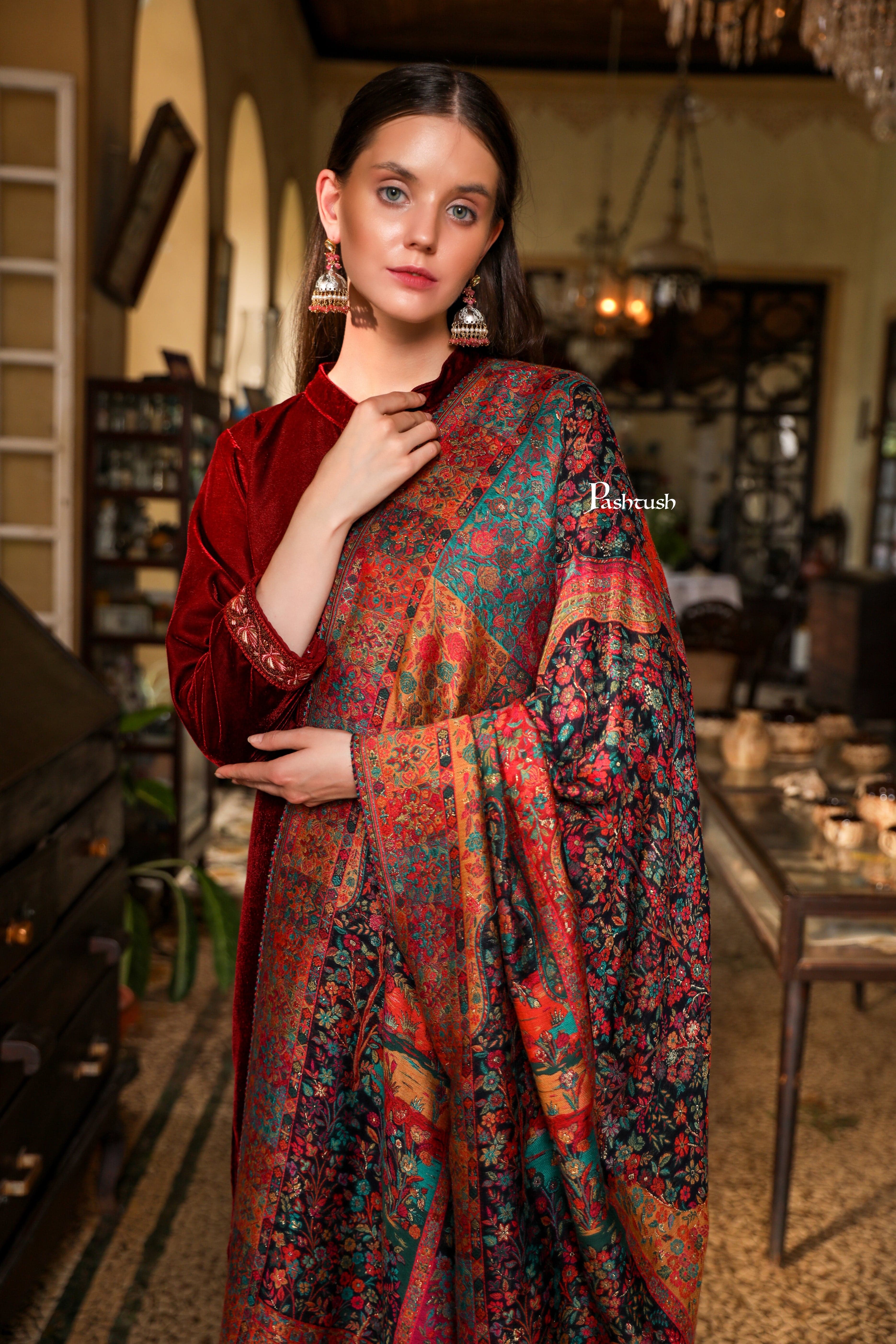 Pashtush Womens Shawl, Twilight Collection Shawl, Woven Design, Extra ...