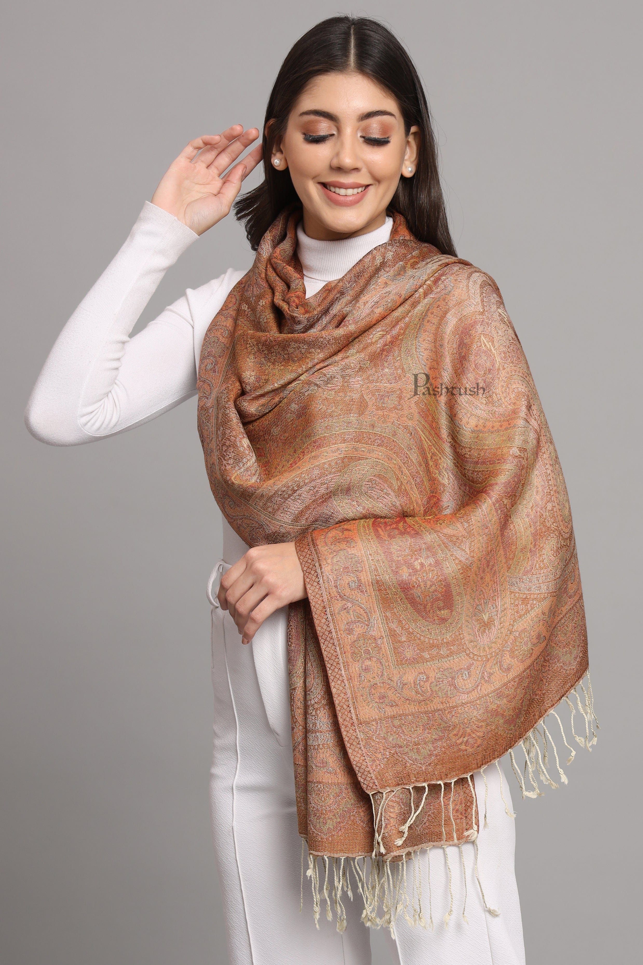 Pashtush Womens Viscose Stole, Pasiley Design, Emily Ivory – Pashtush ...